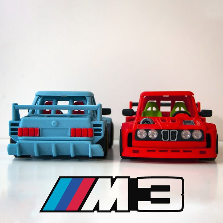 3D Printable 3D Printed Cute Cartoon BMW E30 M3 Turbo – Fun Mini Car Model by Petr